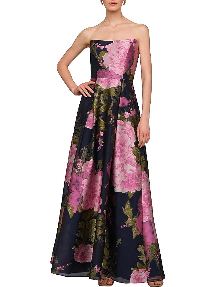 KAY UNGER Kay Unger Strapless Floral Gown